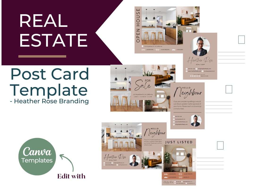 REAL ESTATE Post Cards REALTOR - Real Estate Marketing - Templates ...