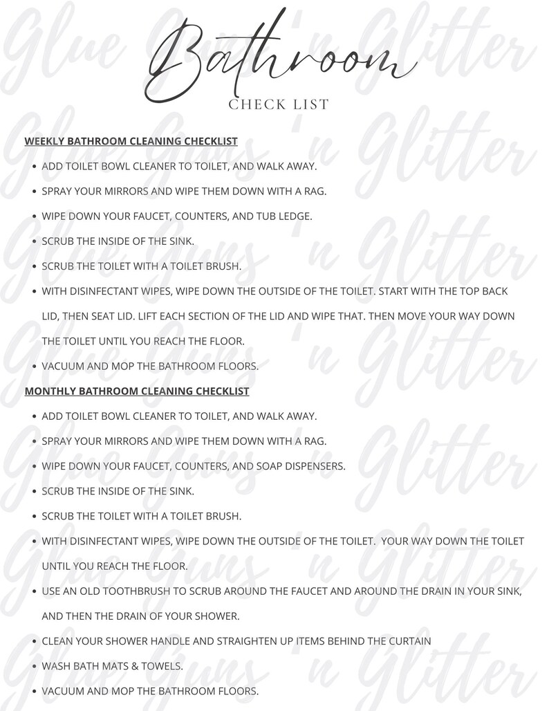 Editable Weekly Cleaning Checklist | Canva Template | Bonus Bedroom ...
