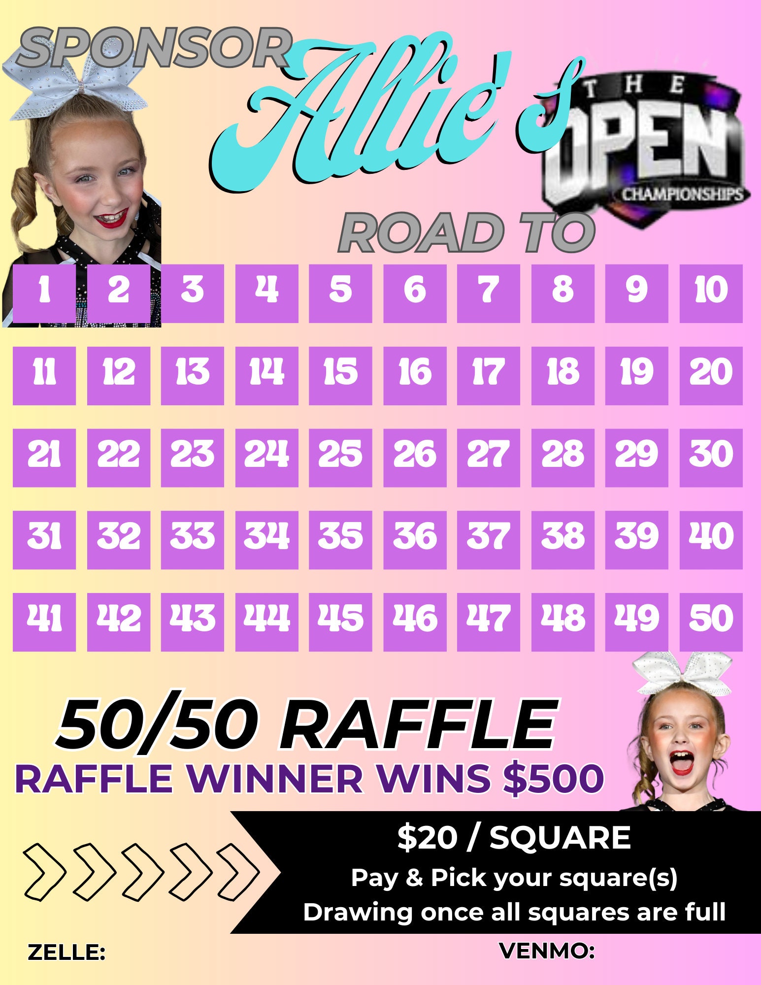 Customizable 50/50 Raffle Flyer Social Media Post Digital Fundraiser ...