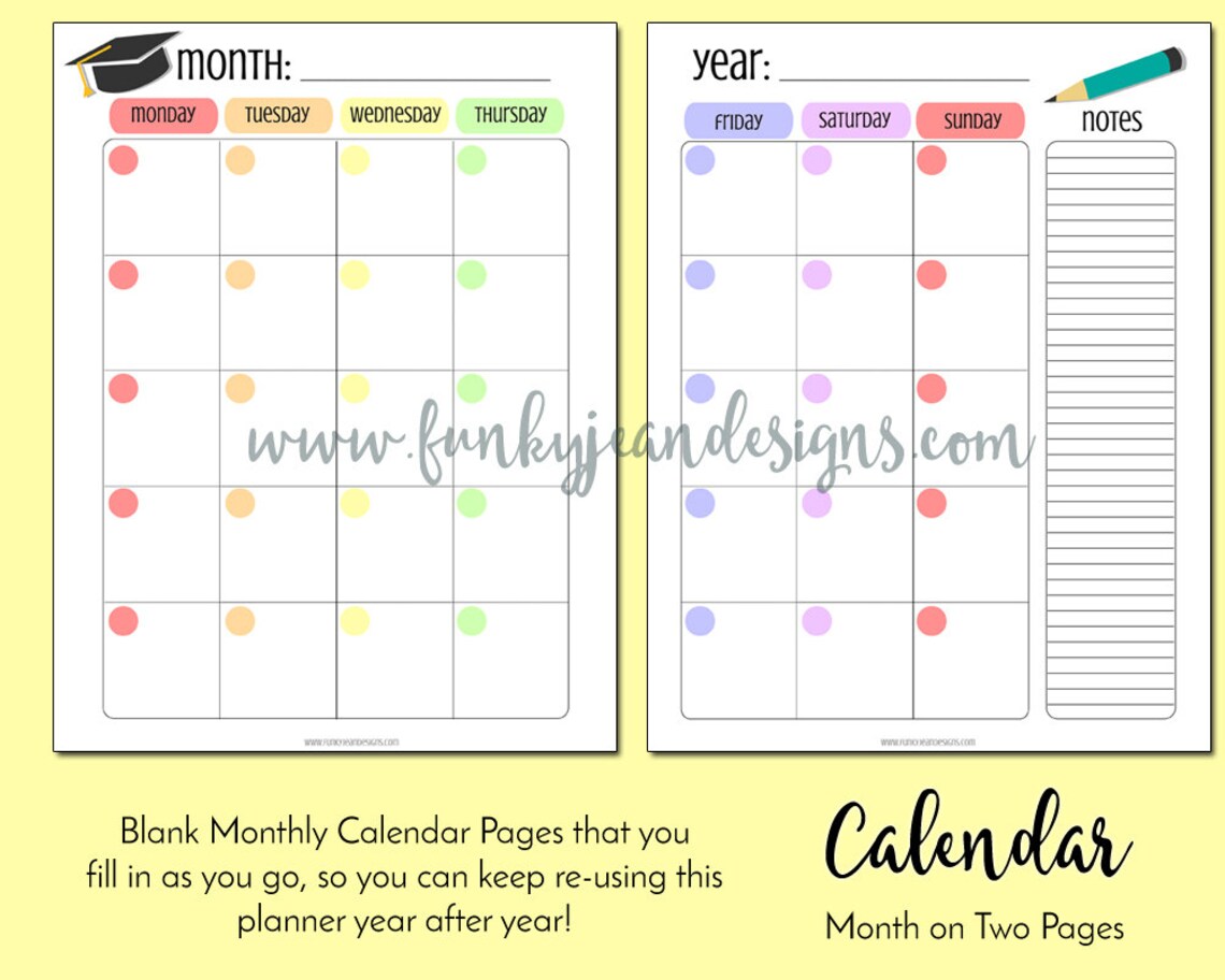 Rainbow Themed Homeschool Planner (letter Size - Will Fit Large Happy ...