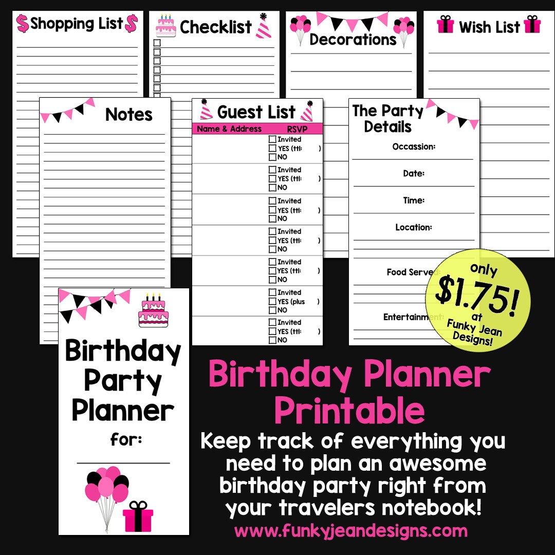 Birthday Party Planner Printable for Fauxdori Funkydori Tall and Narrow ...