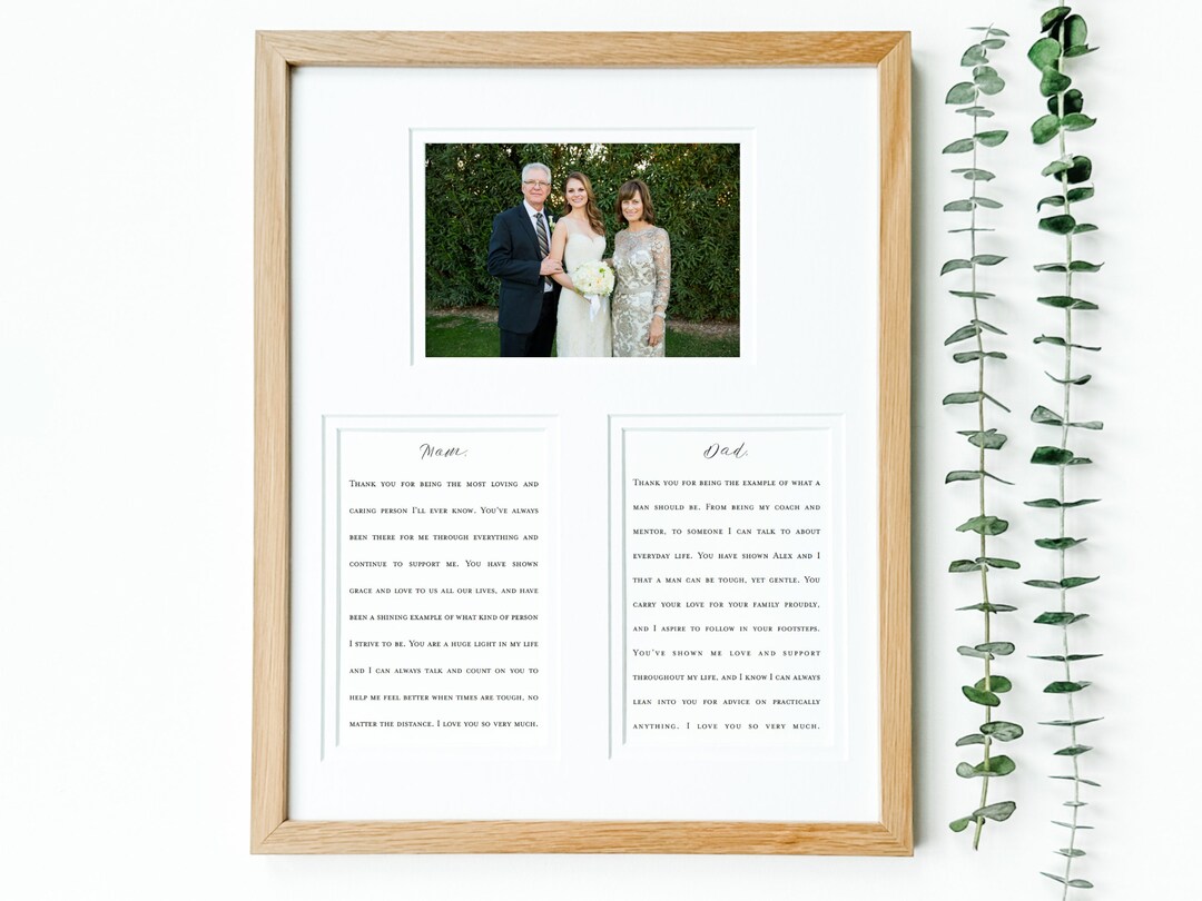 Wedding Thank You Letter to Parents, Parents of the Groom Gift, Gift ...