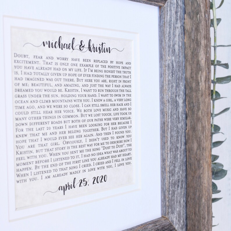 Custom Framed Song Lyrics with Names or Wedding Date Wedding | Etsy