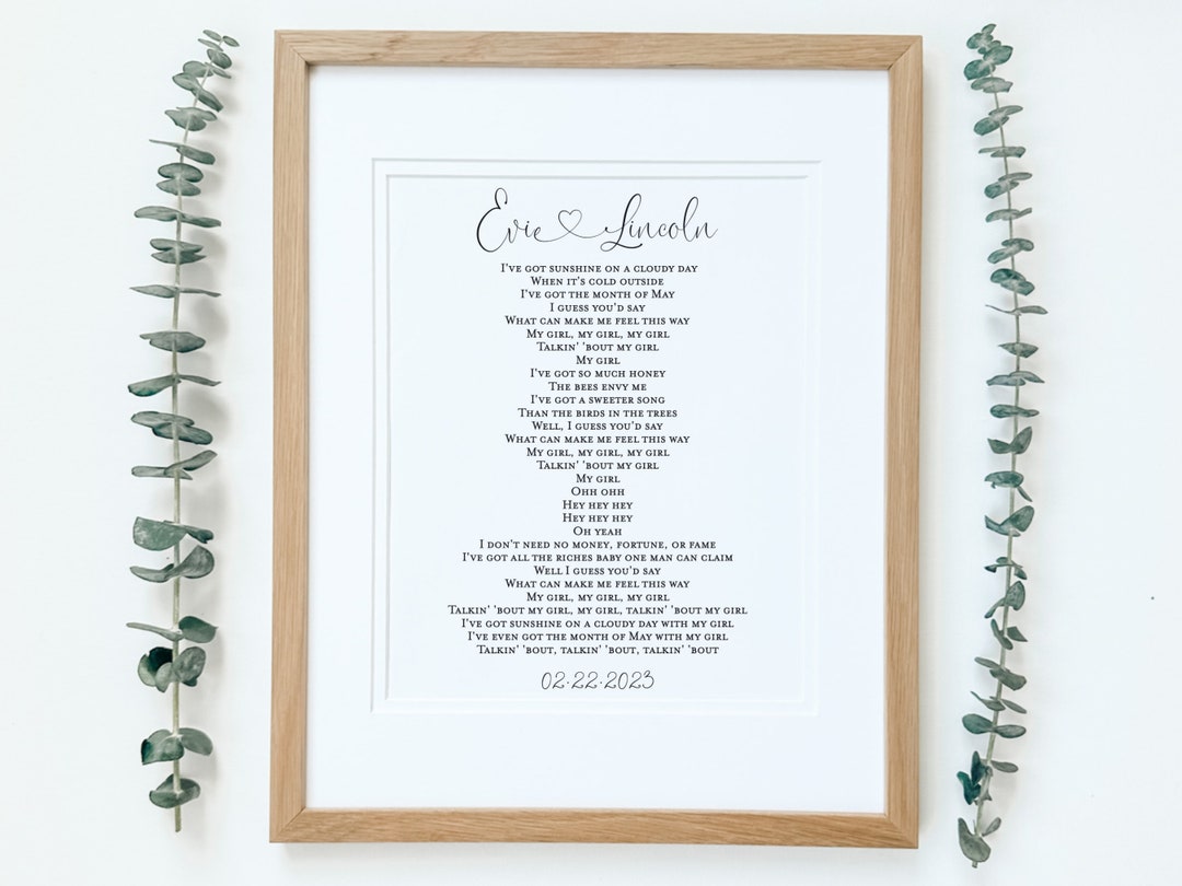 11x14 Custom Framed Song Lyrics, Custom Quote Frame, Personalized ...
