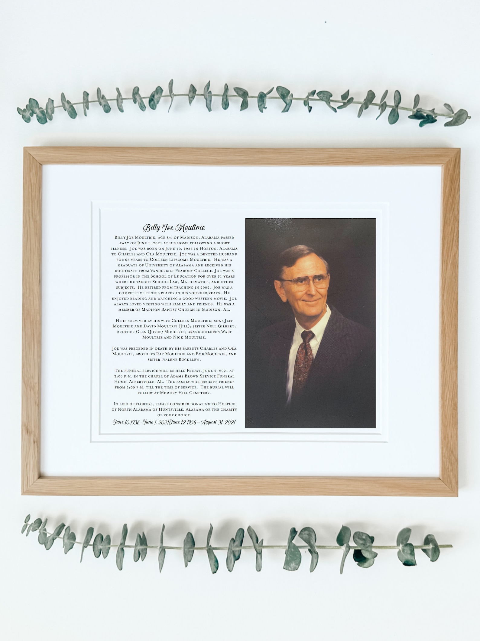 Sympathy Gift, Obituary Frame, Custom Sympathy Gift, Remembrance Gift ...