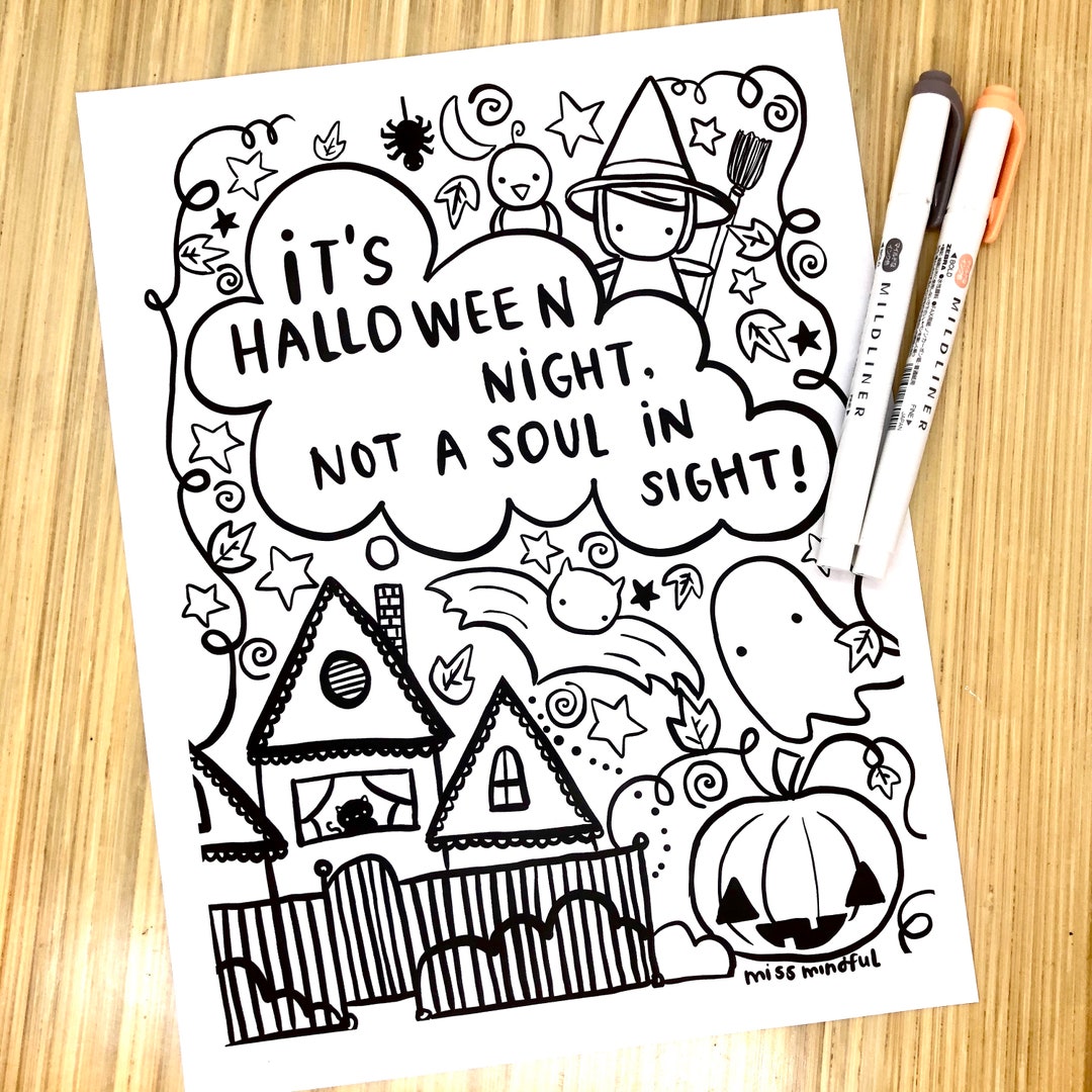 Miss Mindful Halloween Coloring Sheet - Download - Etsy