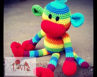 Rainbow sock monkey | Etsy