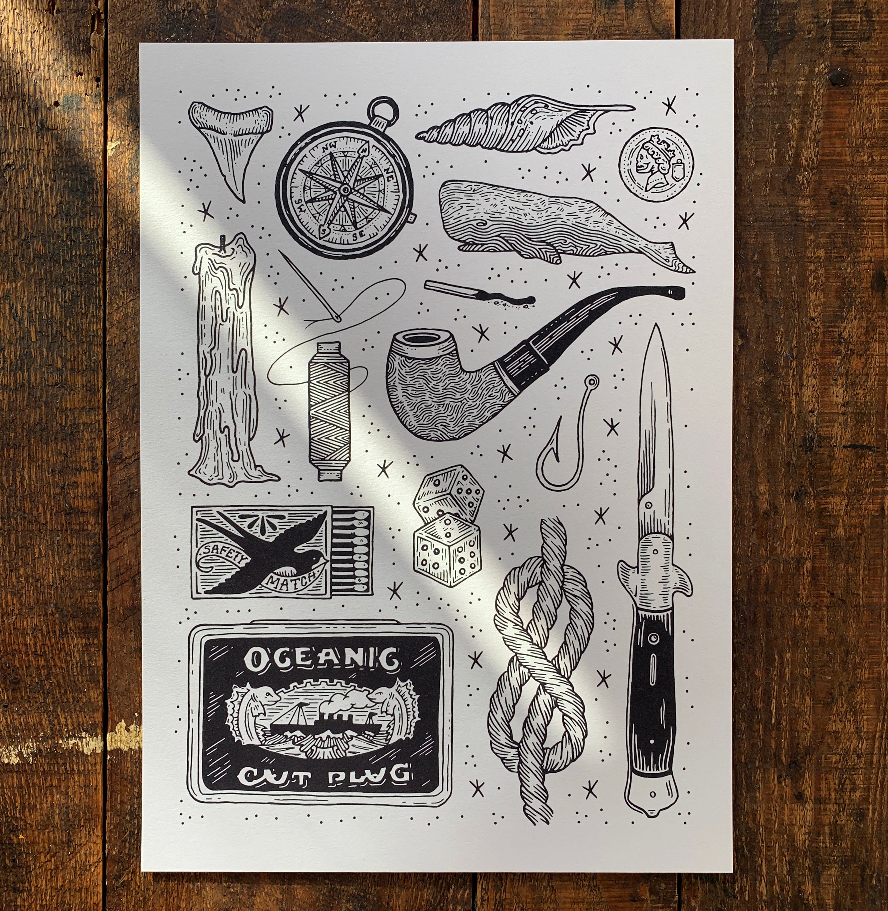 Sea Chest Nautical Tattoo Flash-sheet Original Hand Drawn - Etsy