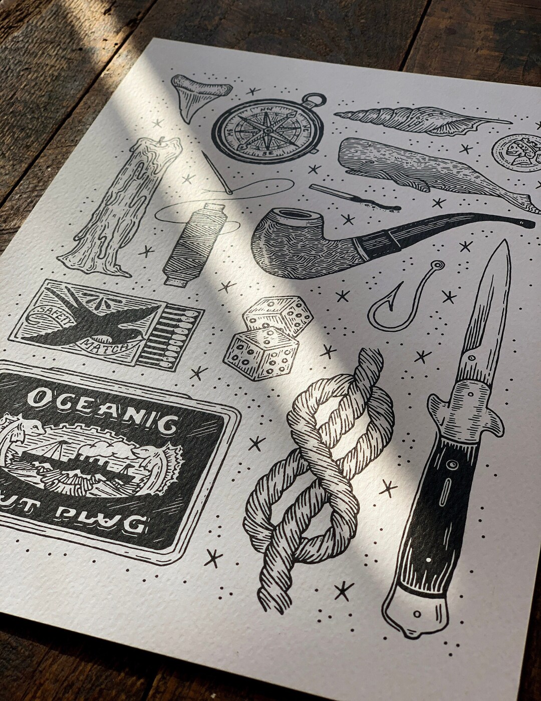Sea Chest - Nautical Tattoo Flash-sheet - Original Hand Drawn Artwork ...