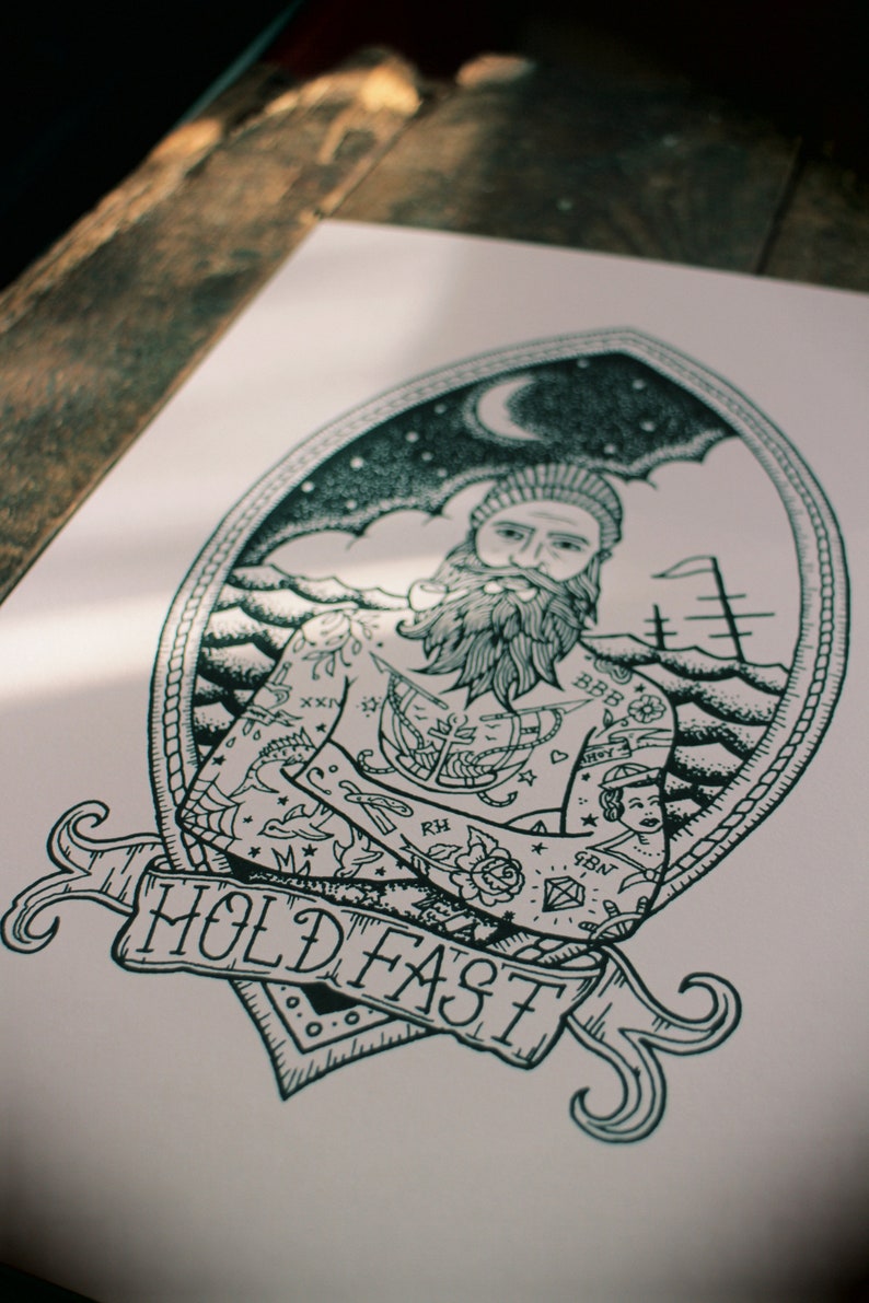 Hold Fast Sailor Original Hand Drawn Artwork Print - Etsy Denmark
