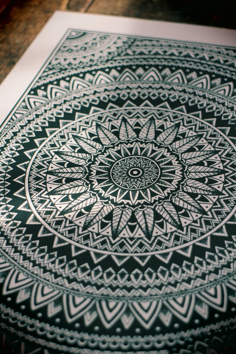 Buy Block Mandala Original & Hand Drawn Illustration Artwork Print ...