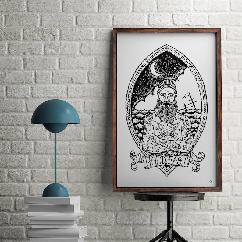 Hold Fast Sailor Original Hand Drawn Artwork Print - Etsy Denmark