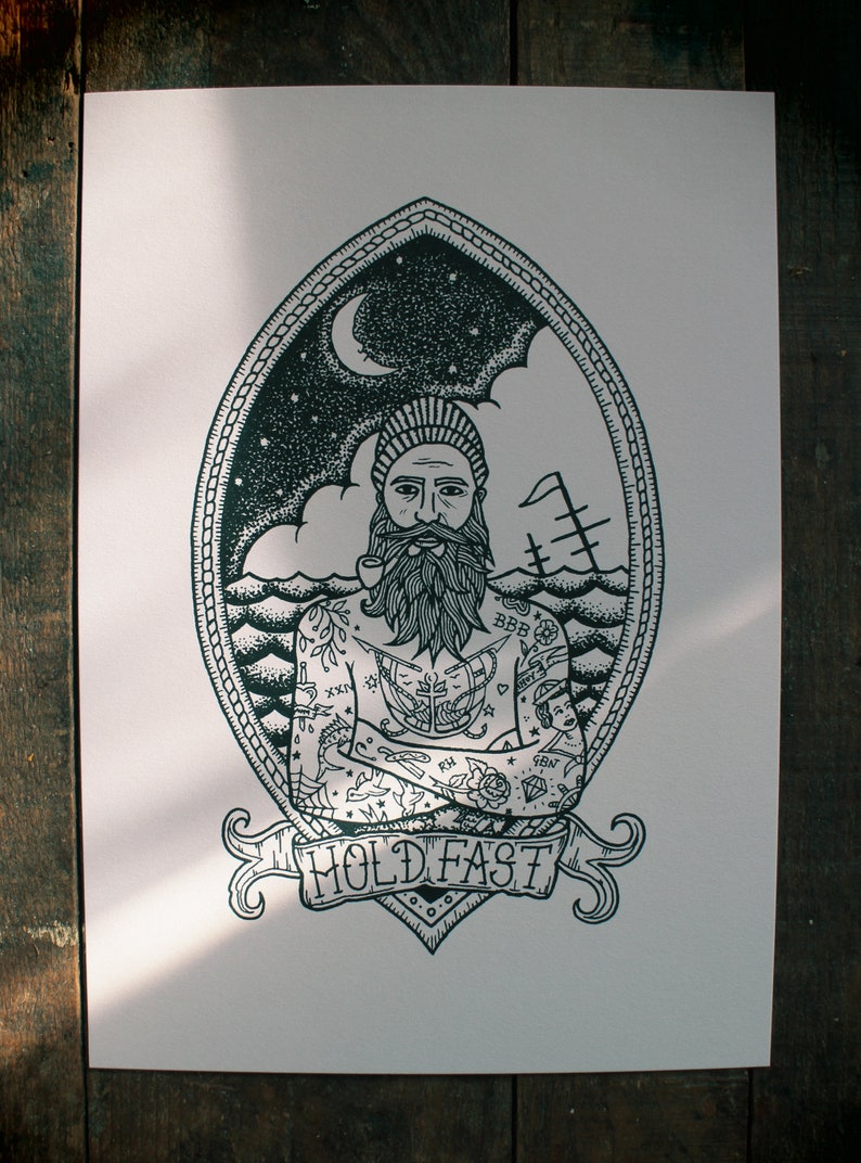 Hold Fast Sailor Original Hand Drawn Artwork Print - Etsy Denmark