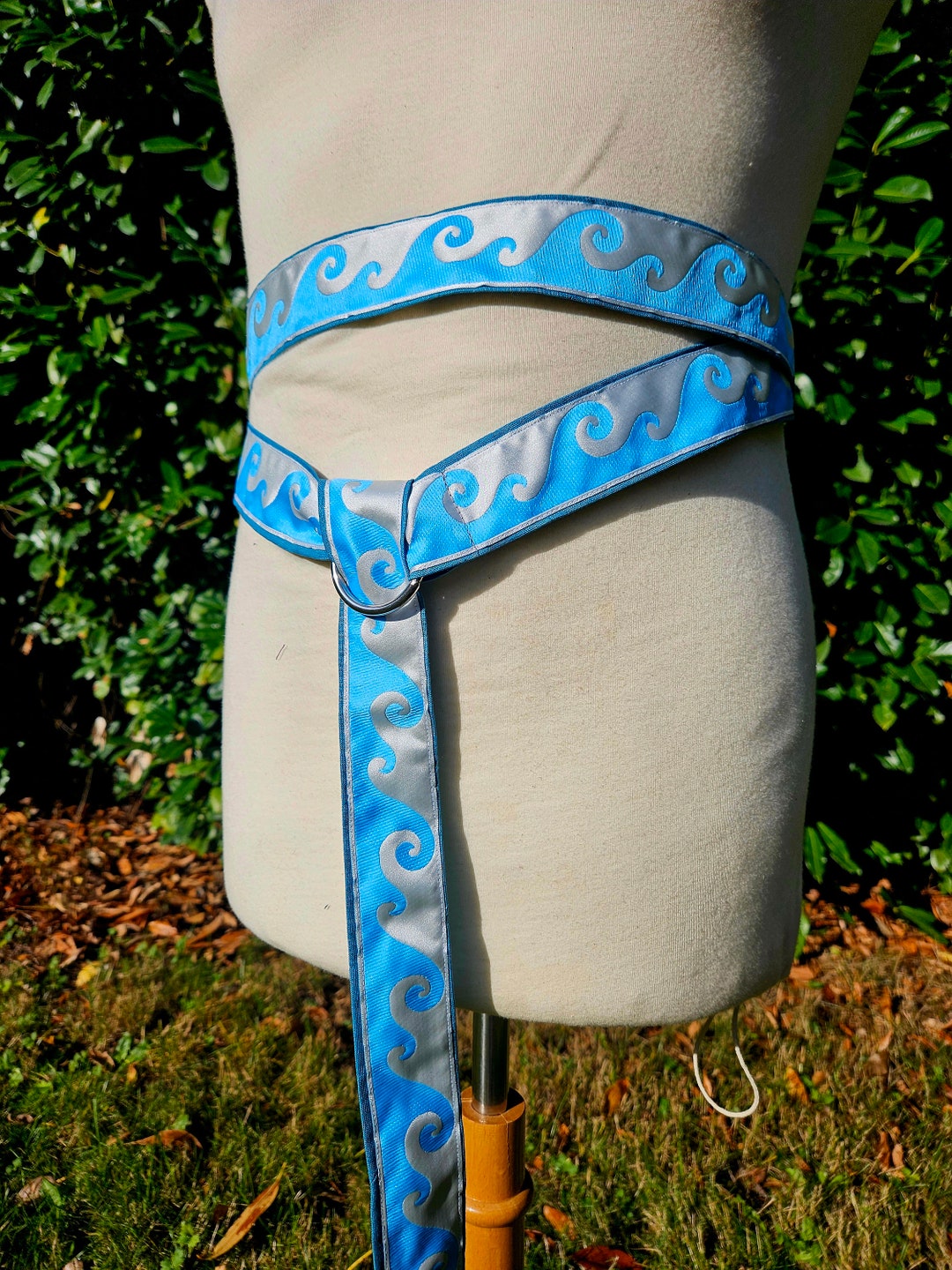 105 Blue and White Wave Trim Ring Belt - Etsy