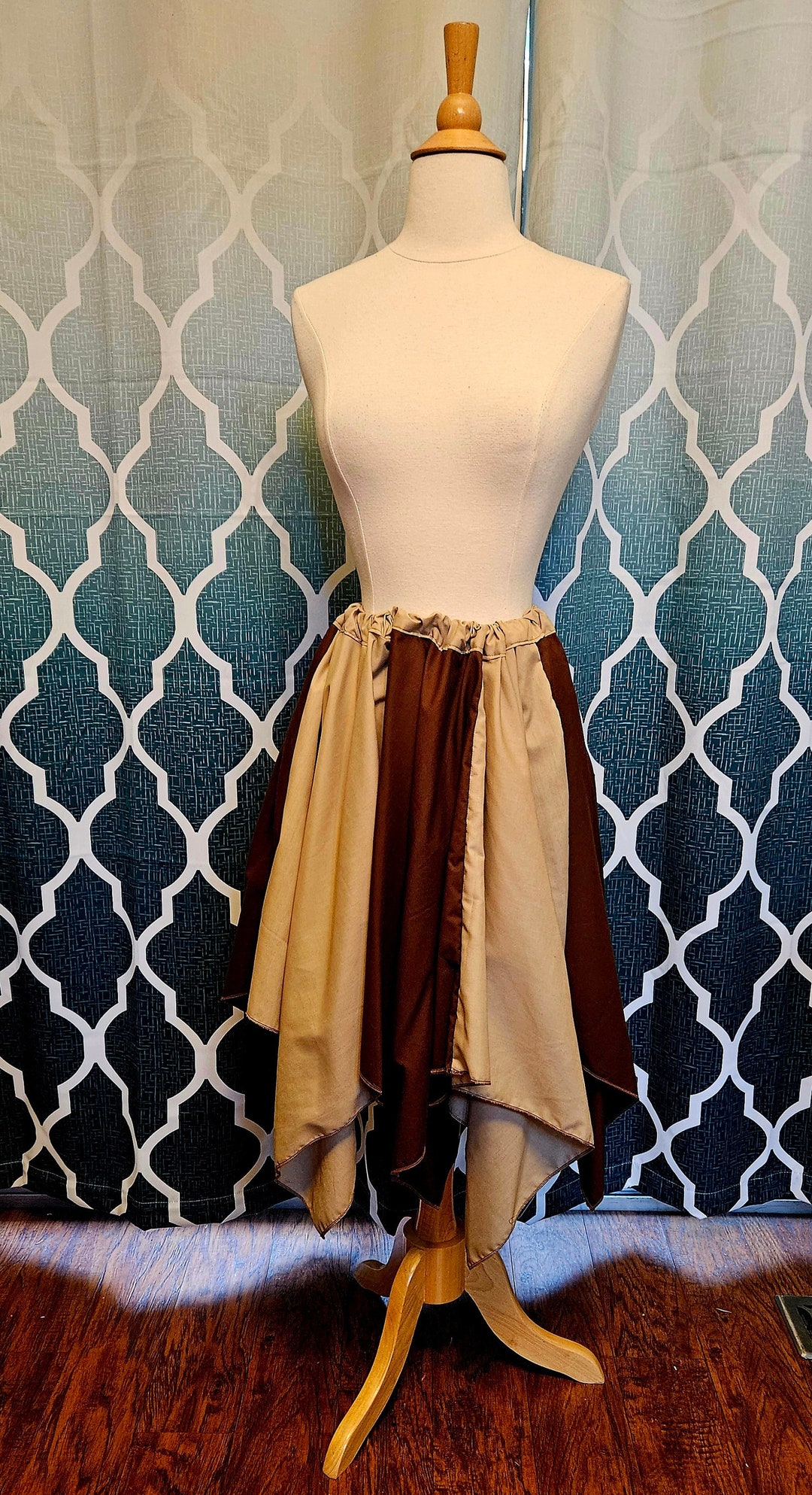 Carousel Skirt in Brown and Tan Cotton - Etsy