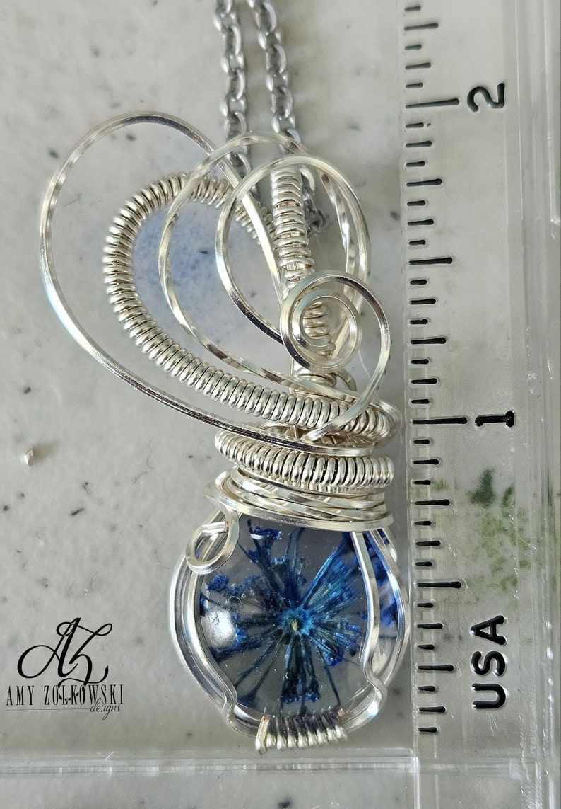 Silver Wire Wrapped Pendant , Resin Wire Wrapped Jewelry, Wire Jewelry ...