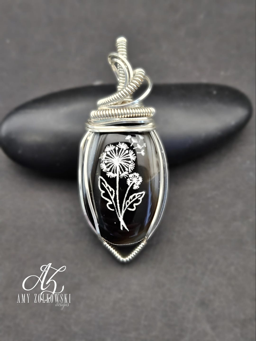 Silver Wire Wrapped Pendant , Wire Wrapped Flower Jewelry, Wire Jewelry ...