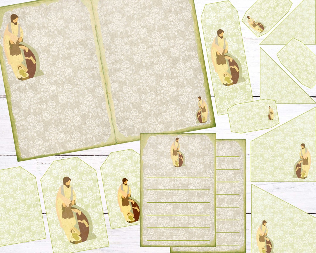 Nativity Burlap Lace Printable Journal Kit, Burlap Lace Paper, Bookmark ...