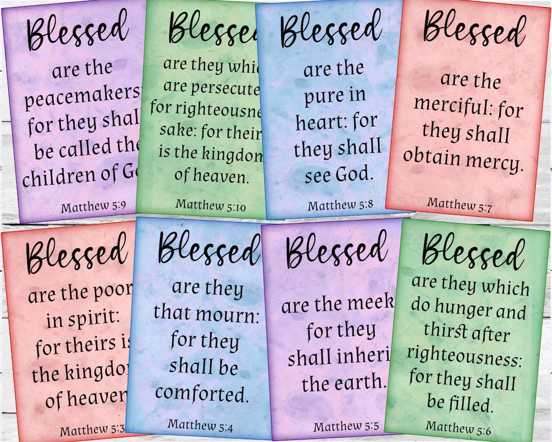 Printable Beatitude Bible Verses Sermon on the Mount Scripture Cards in ...