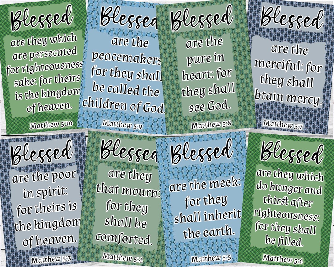 Beatitude Bible Verse Printable Cards for Men Boys, Sermon on the Mount ...