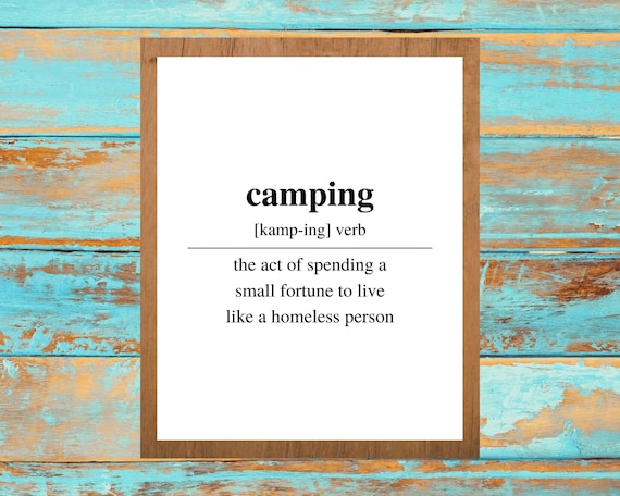 Camping Definition Printable Wall Art Definition Wall Art - Etsy