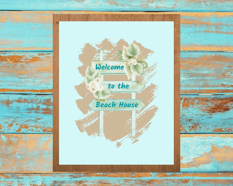 Welcome Beach House, Wall Art Printable, Printable Home Decor, Welcome ...