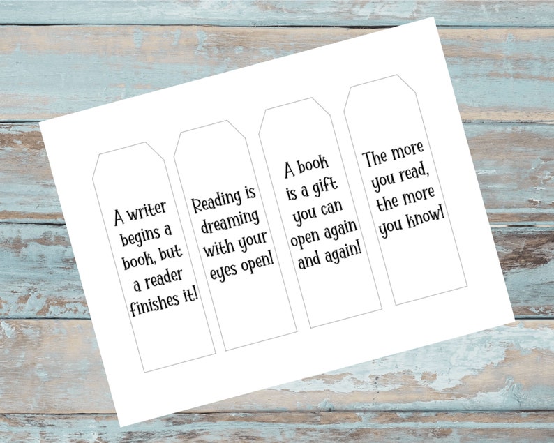 Printable Ink Saver Bookmarks for Book Lovers Readers With Quotes ...