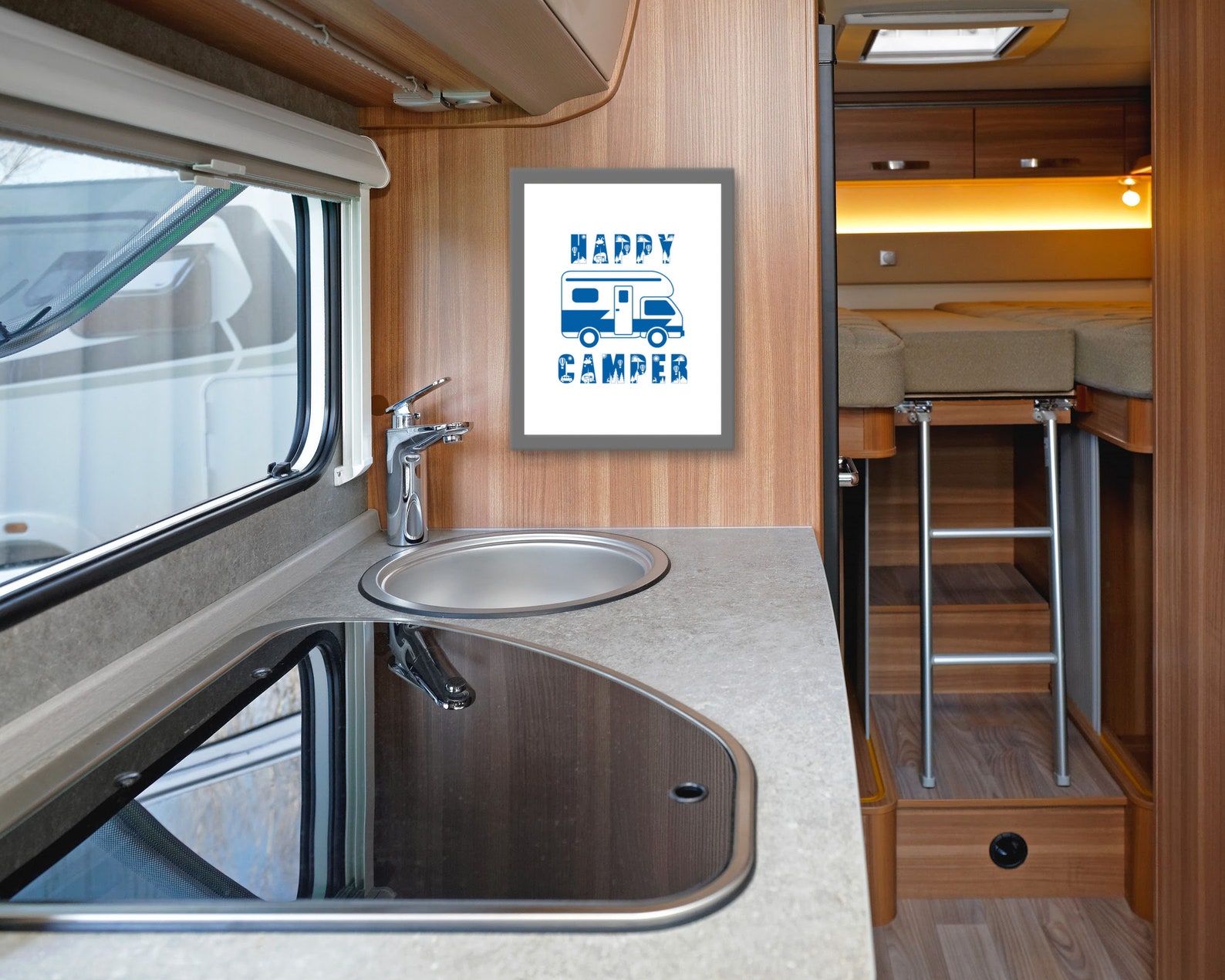 Happy Camper, Printable Wall Art, Class C RV, Motorhome Decor, Camper ...