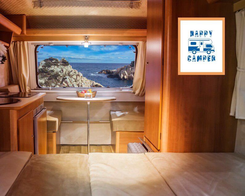 Happy Camper, Printable Wall Art, Class C RV, Motorhome Decor, Camper ...