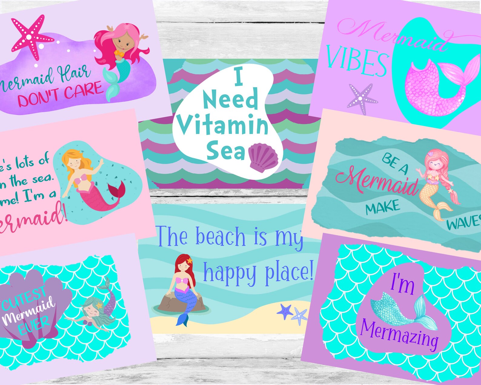 Printable Mermaid Cards With Quotes and Sayings for Lunch Box - Etsy