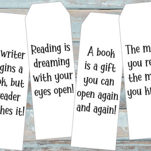 Printable Ink Saver Bookmarks for Book Lovers Readers With Quotes ...