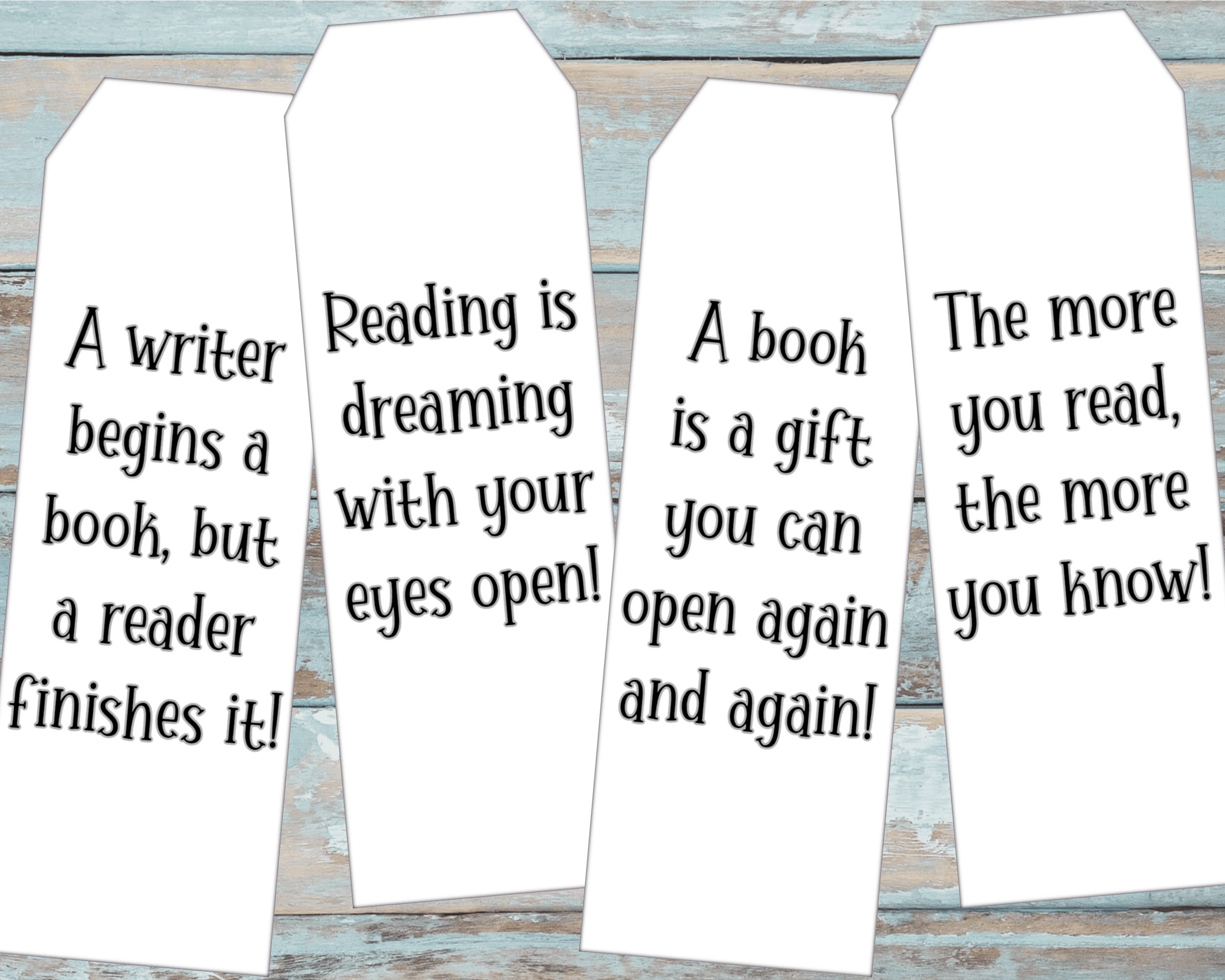 Printable Ink Saver Bookmarks for Book Lovers Readers With Quotes ...