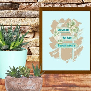 Welcome Beach House, Wall Art Printable, Printable Home Decor, Welcome ...
