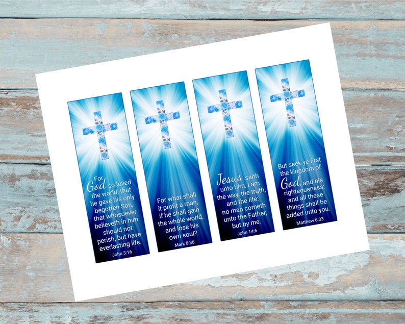 Printable Bible Verse Bookmarks With Cross - Etsy