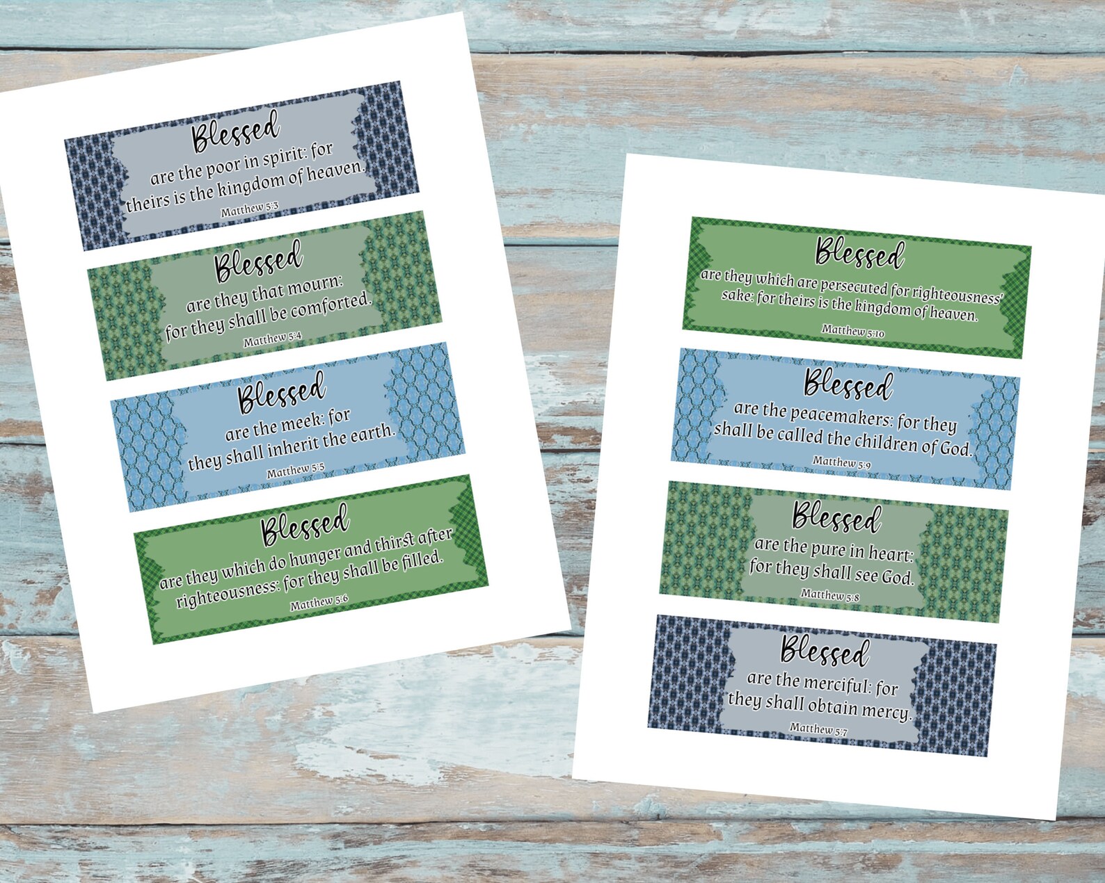 Beatitude Bible Verse Printable Bookmarks for Men Boys, Sermon on the ...