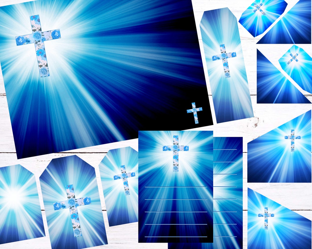 Faith Prayer Cross Printable Journal Kit, Floral Cross, Blue Flowers ...