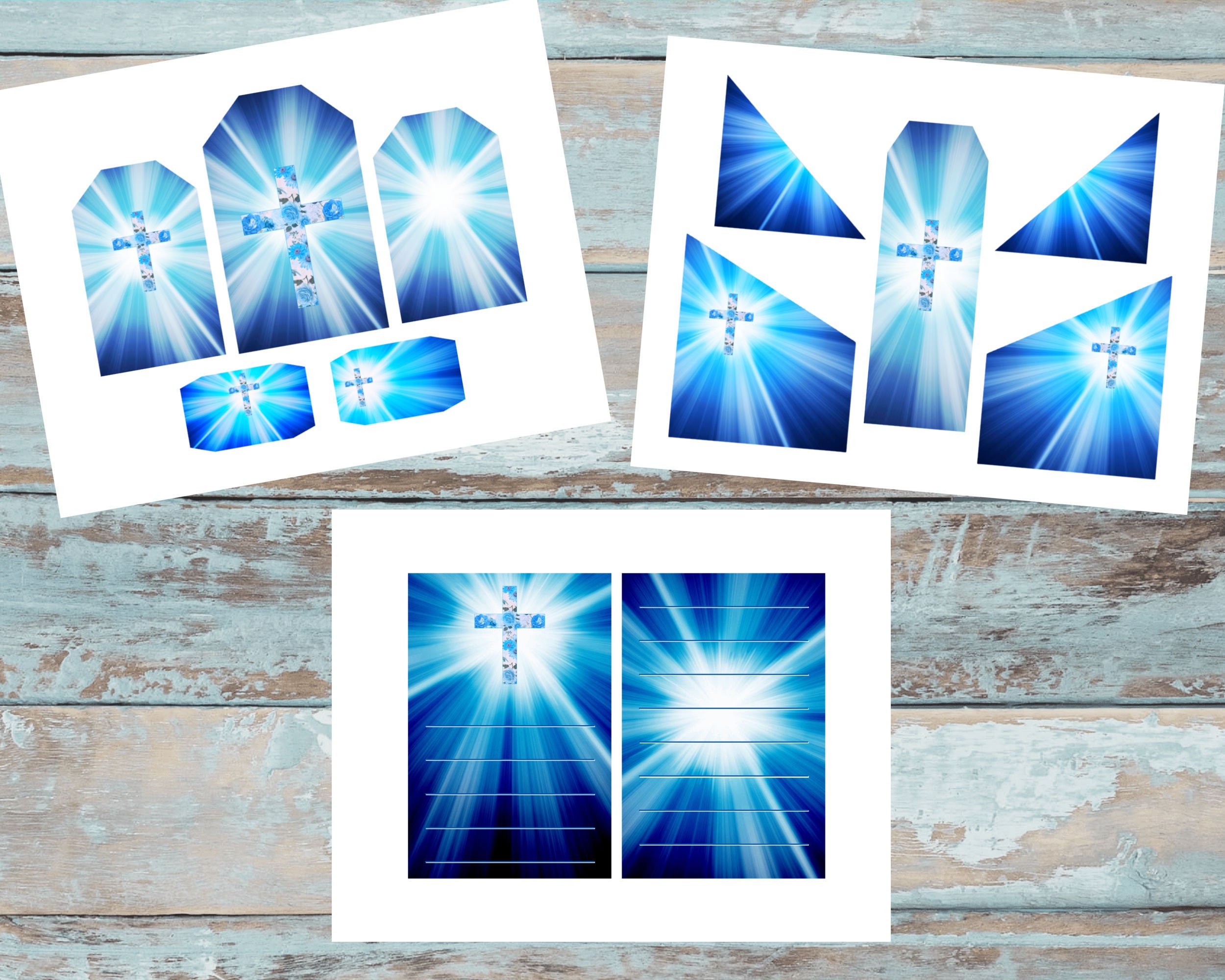 Faith Prayer Cross Printable Journal Kit, Floral Cross, Blue Flowers ...