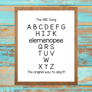 Printable the ABC Song Wall Art Sign Poster - Etsy