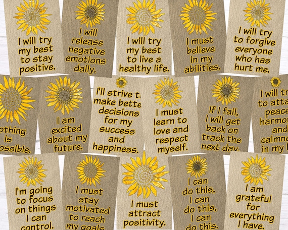 Printable Sunflower Affirmation Cards Burlap Affirmation | Etsy