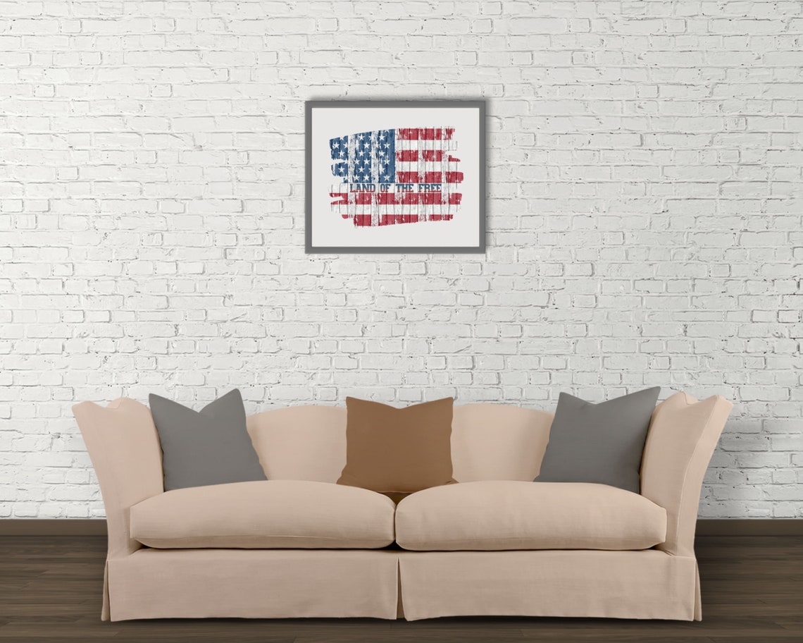 Land of the Free, Printable Wall Art, Stars and Stripes, Weathered ...