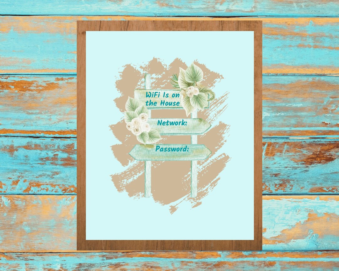 Wifi Password Printable, Beach House Sign, Download Print, Internet ...