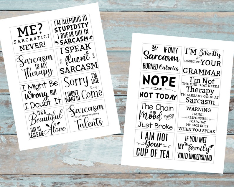 Printable Ink Saver Sarcastic Snarky Funny Cards - Etsy