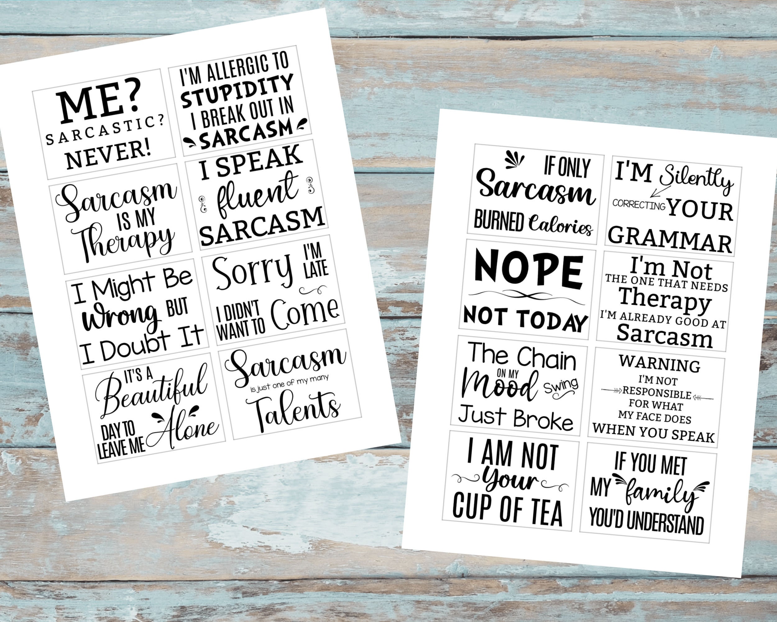 Printable Ink Saver Sarcastic Snarky Funny Cards - Etsy