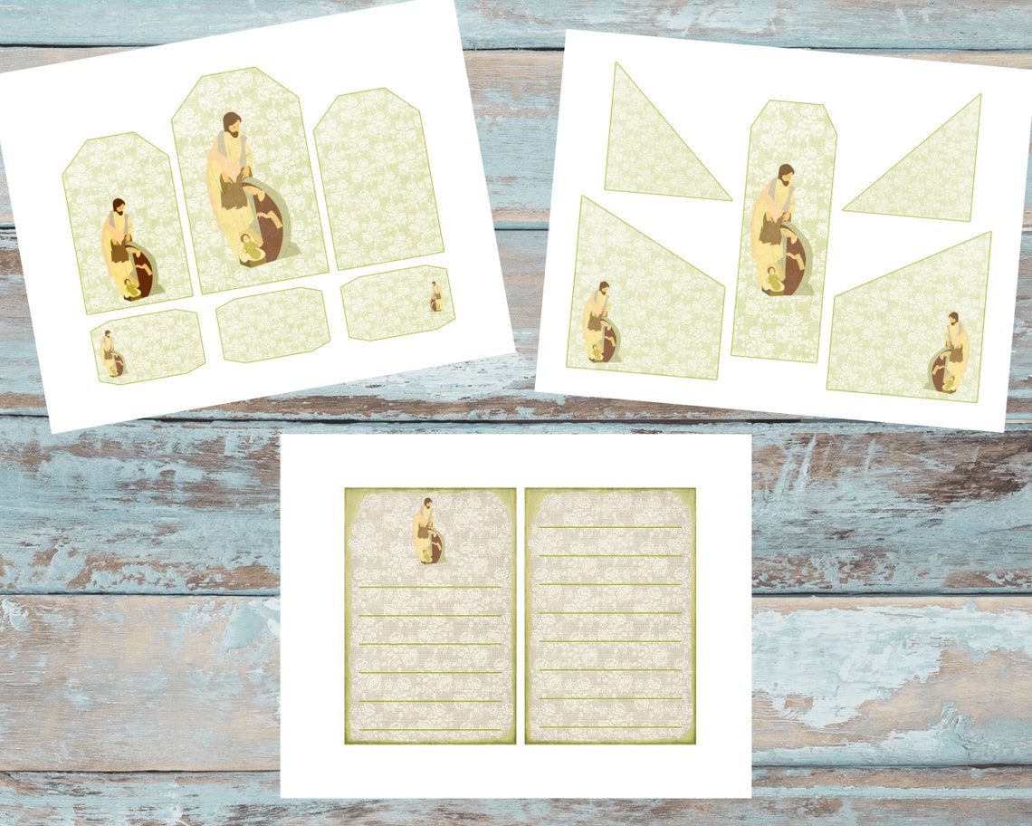 Nativity Burlap Lace Printable Journal Kit, Burlap Lace Paper, Bookmark ...