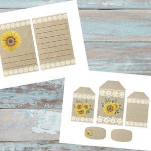 Sunflower Printable Journal Kit, Burlap Lace Journal Kit, Burlap Tags ...