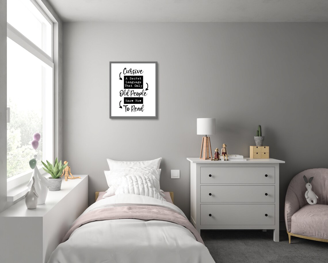 Cursive Sign, Secret Language, Printable Wall Art, Funny Quote Wall Art ...