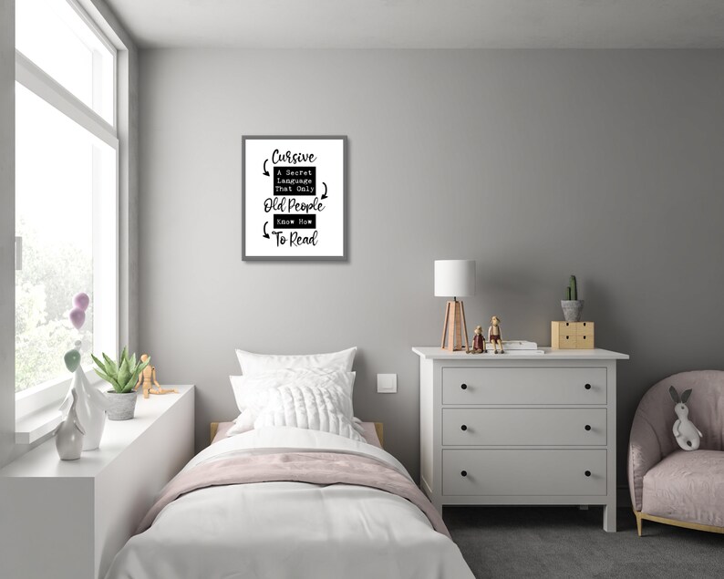 Cursive Sign, Secret Language, Printable Wall Art, Funny Quote Wall Art ...