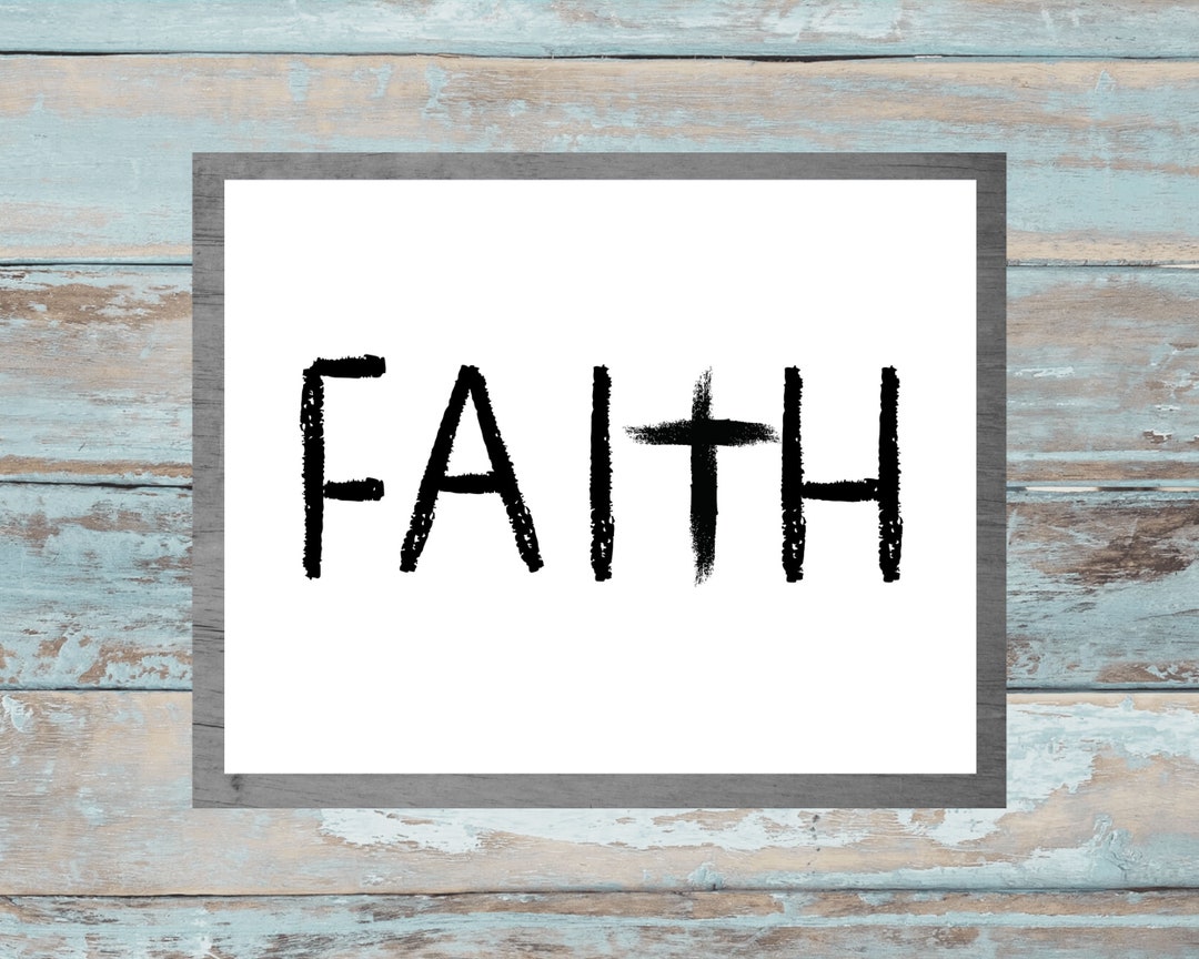 Printable Faith Art Print Wall Art Typography Poster With Cross - Etsy