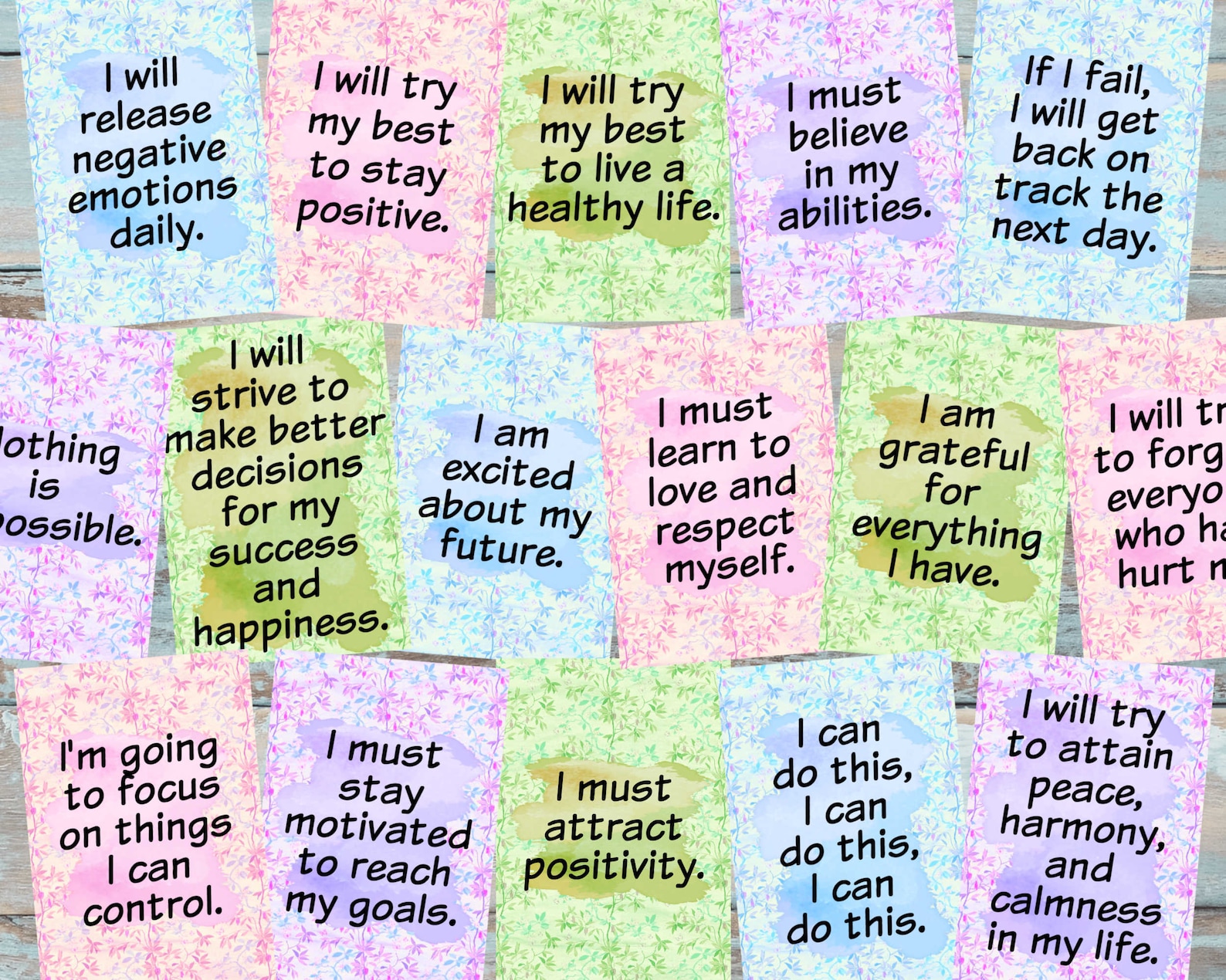Printable Flowers Affirmation Cards, Lunch Box Notes, Encouragement ...