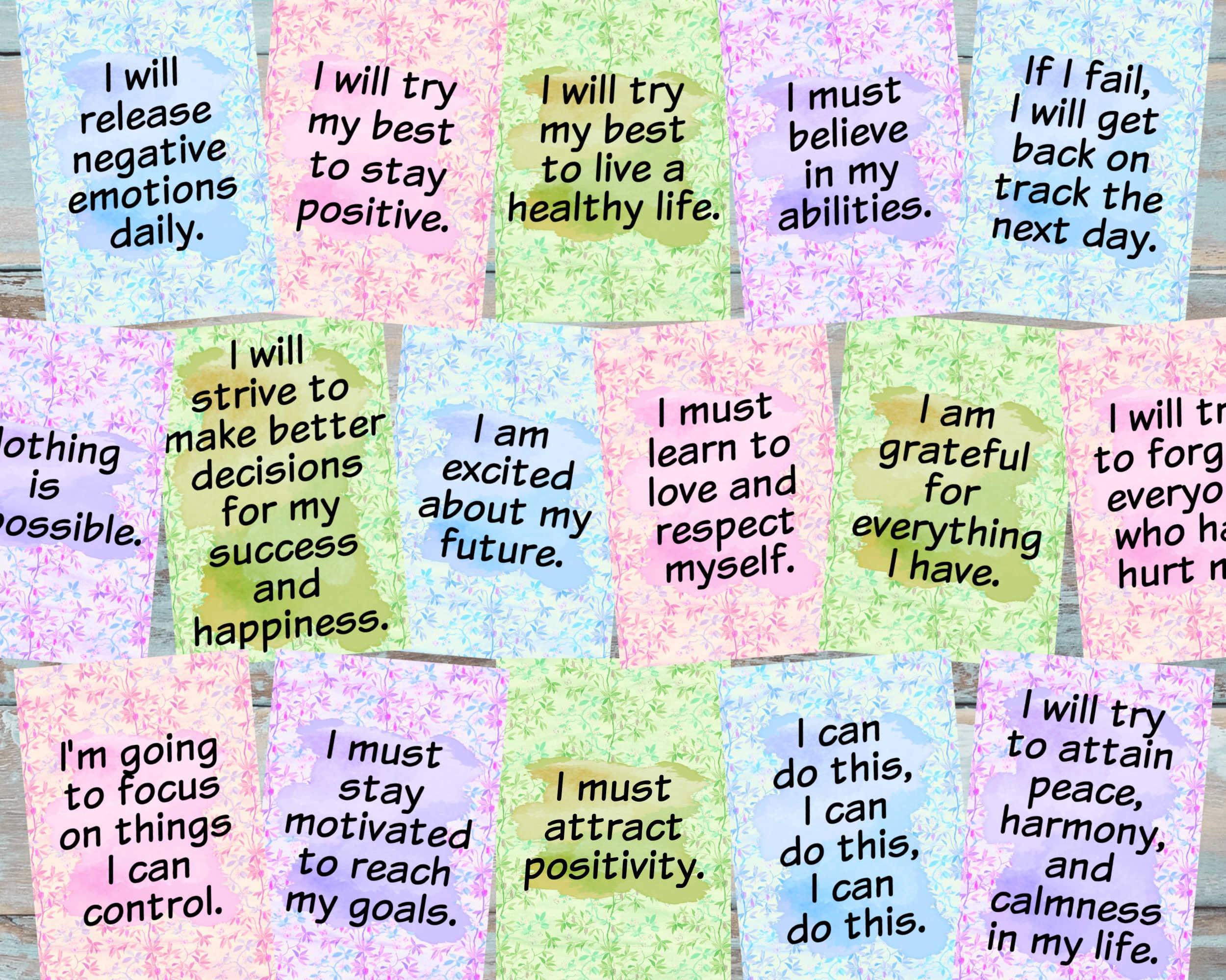 Printable Flowers Affirmation Cards, Lunch Box Notes, Encouragement ...